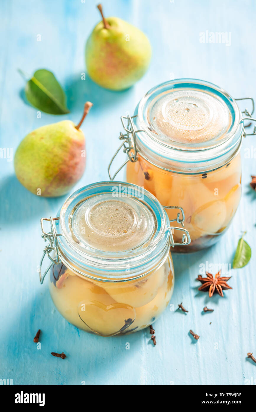 Pickled pears in jar hi-res stock photography and images - Alamy