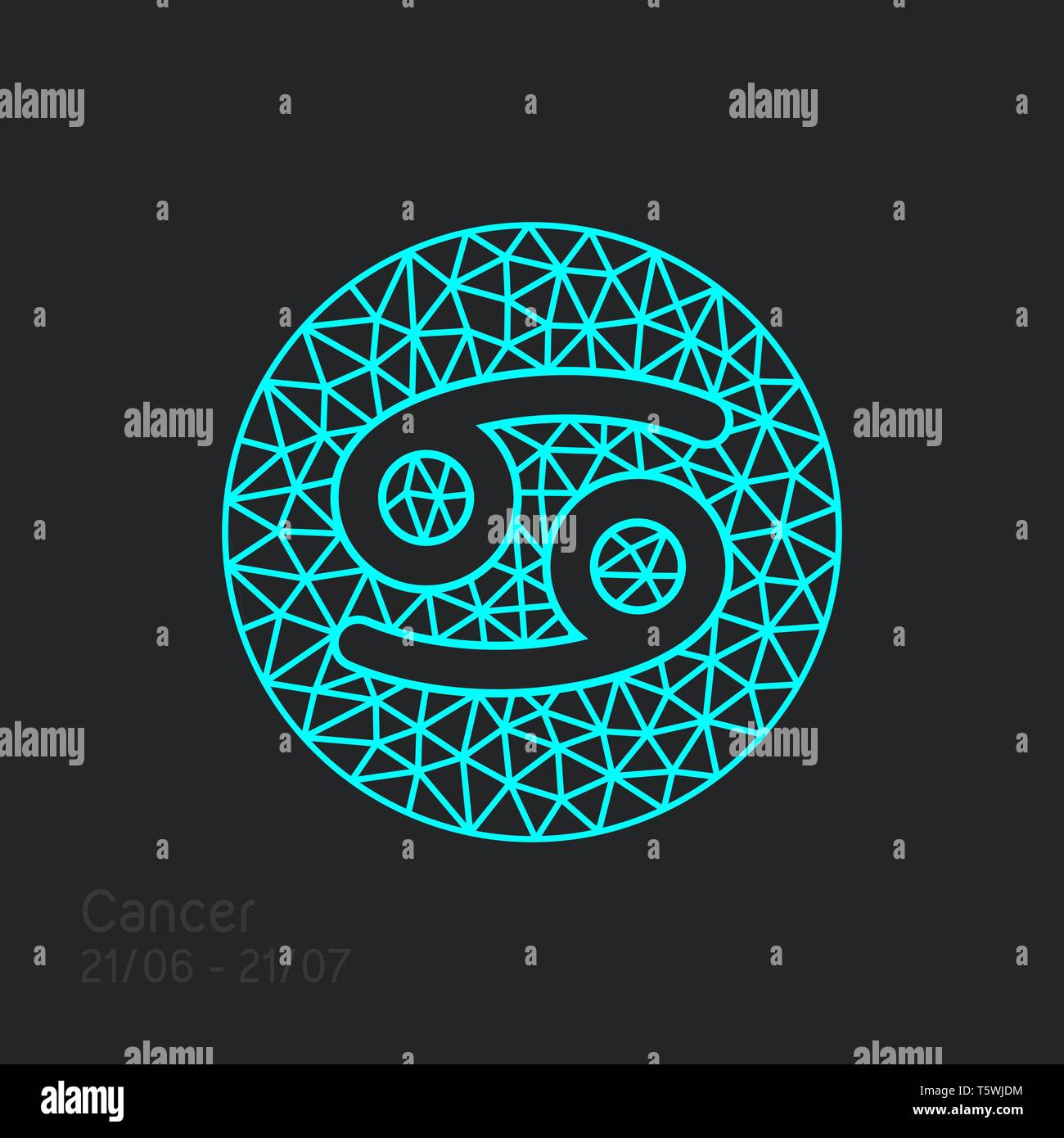 Cancer zodiac sign in circular frame, vector Illustration. Contour icon ...