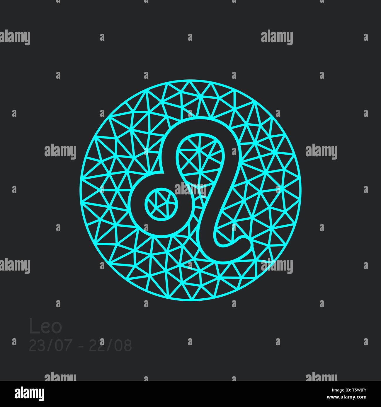 Leo zodiac sign in circular frame, vector Illustration. Contour icon ...