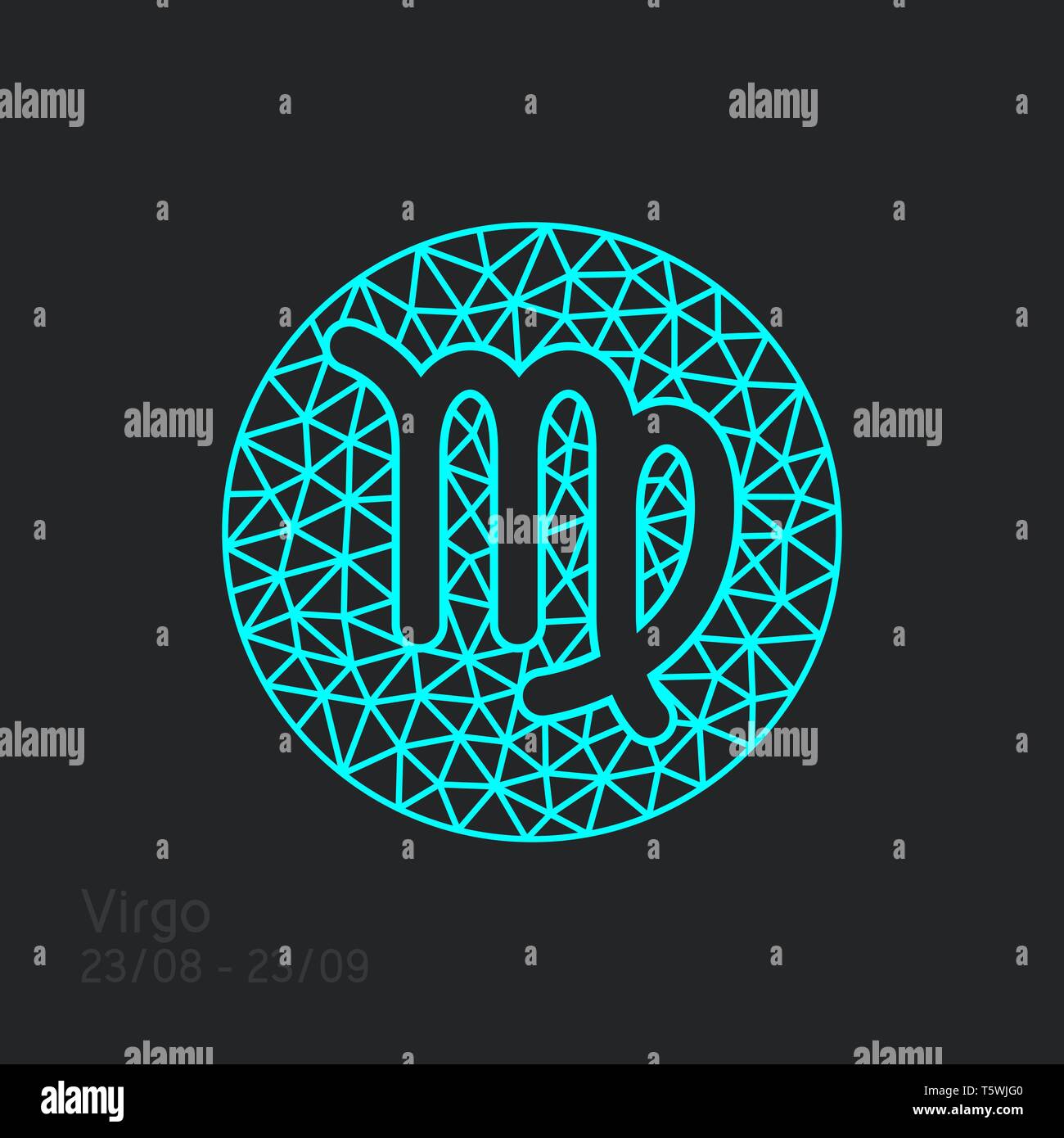 Virgo zodiac sign in circular frame, vector Illustration. Contour icon ...