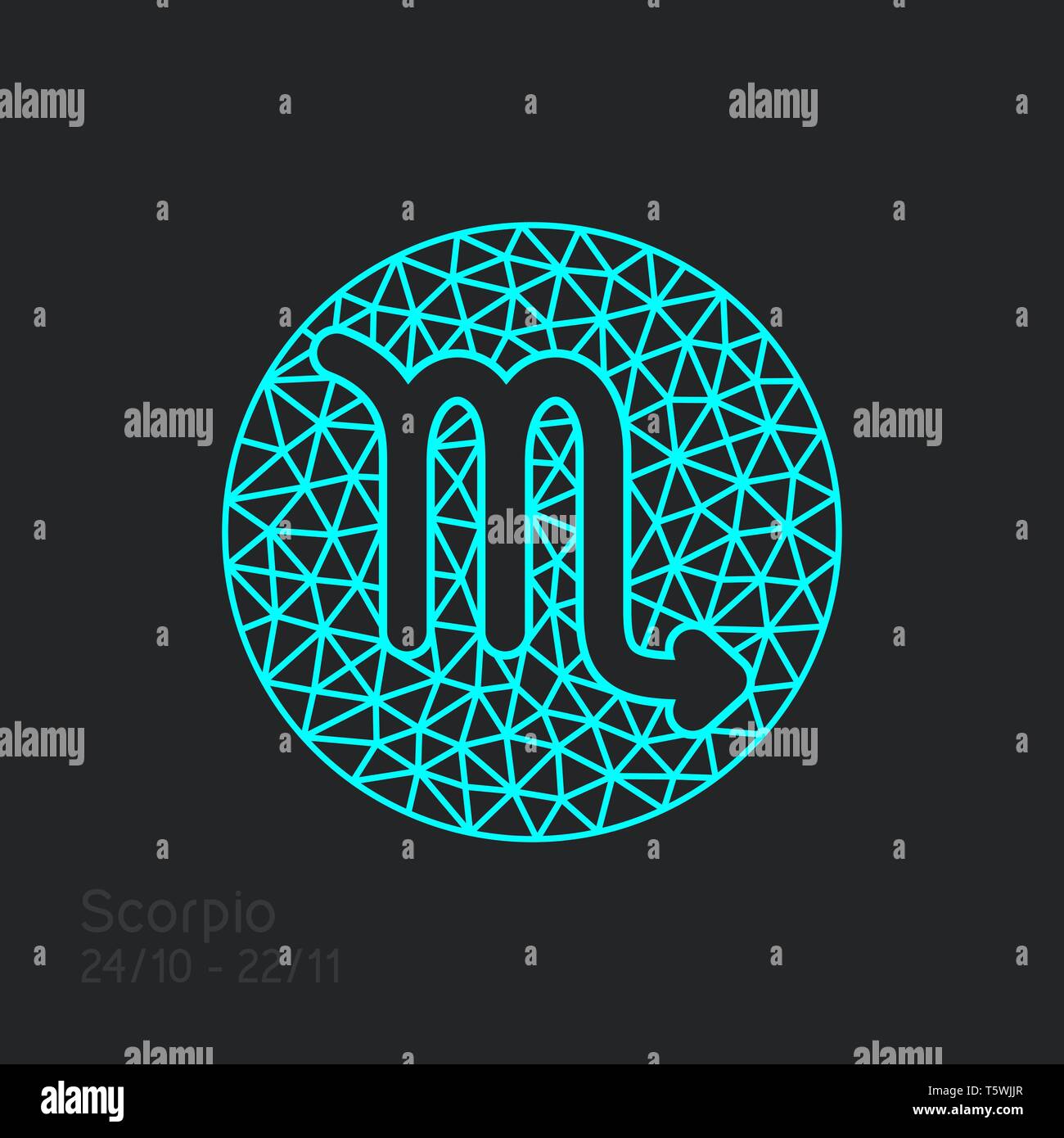 Scorpio zodiac sign in circular frame, vector Illustration. Contour ...