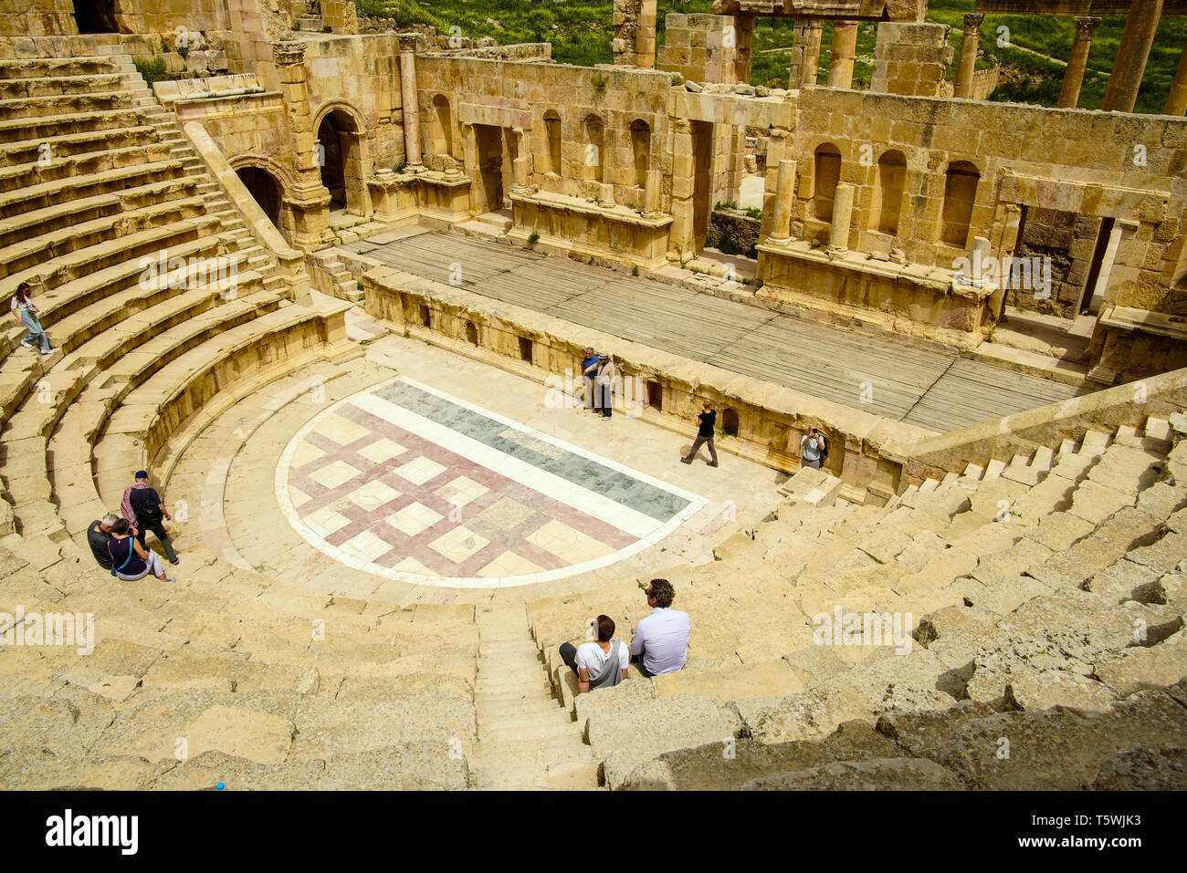 North Theater in Jerash archeological site, Jordan Stock Photo - Alamy