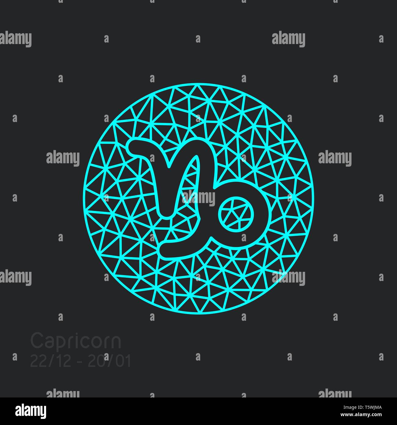 Capricorn zodiac sign in circular frame, vector Illustration. Contour ...
