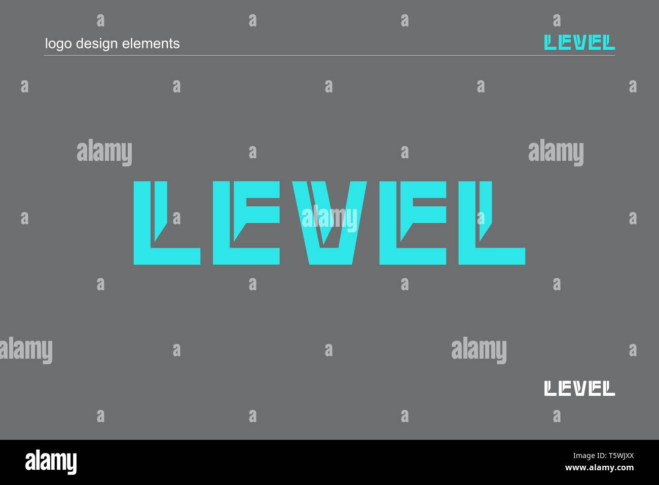 LEVEL. Graphic design. Typography. Logo. Vector illustration of blue ...