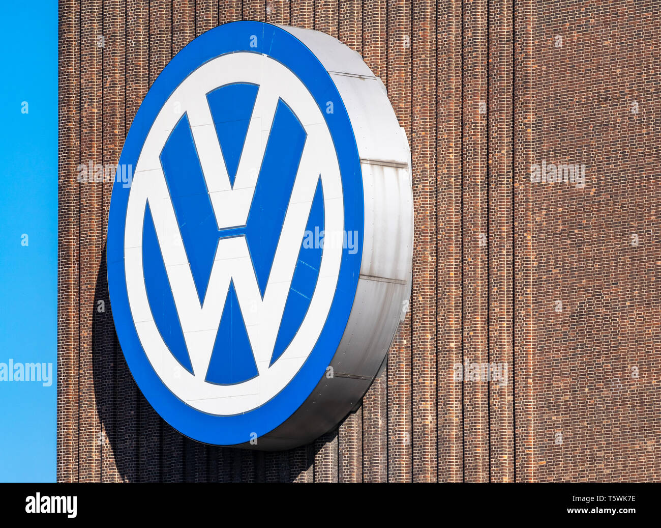 Wolfsburg, April 20., 2019: The box of the Volkswagen VW brand on the ...