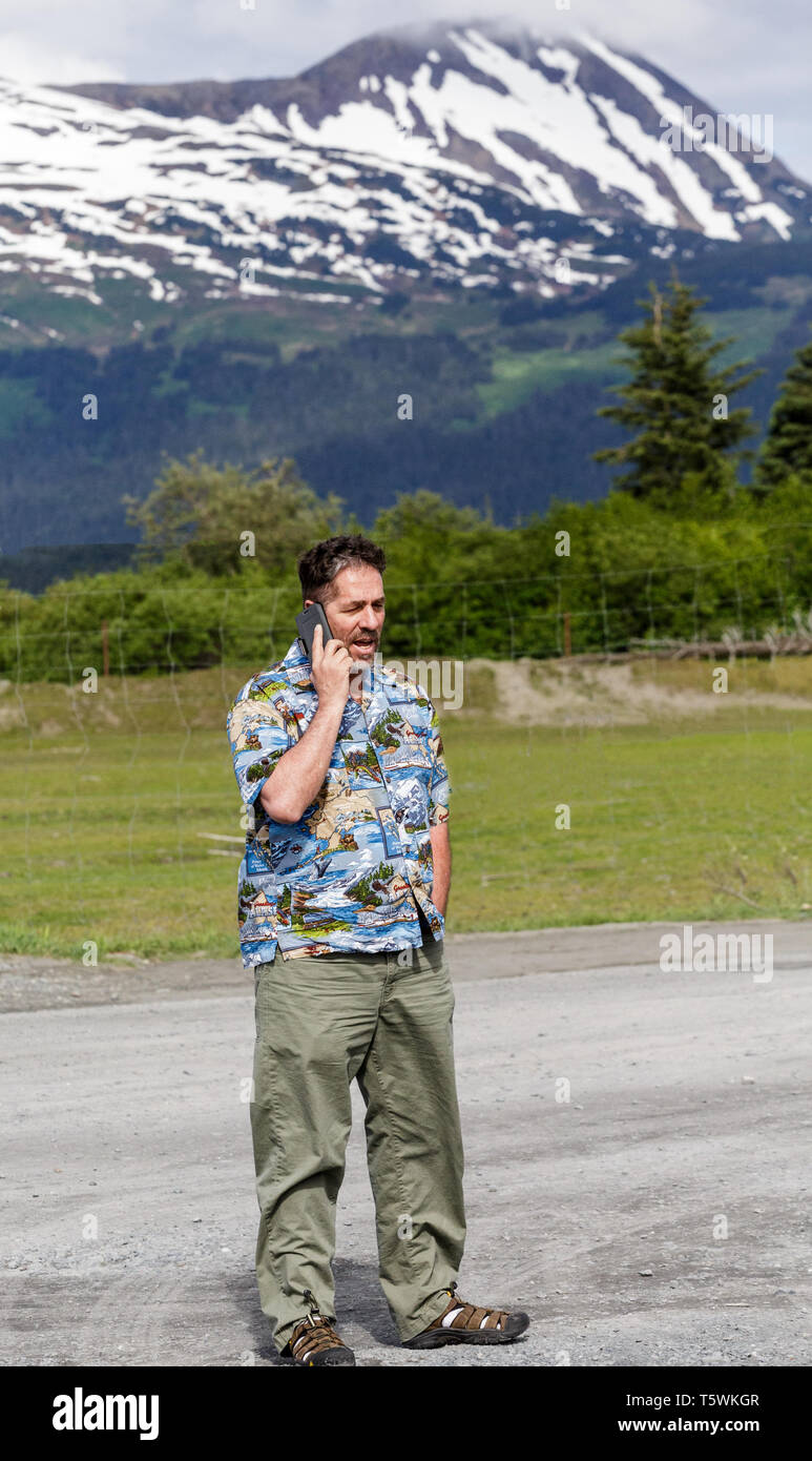 ANCHORAGE, ALASKA - June 3, 2016: The first handheld mobile phone was ...