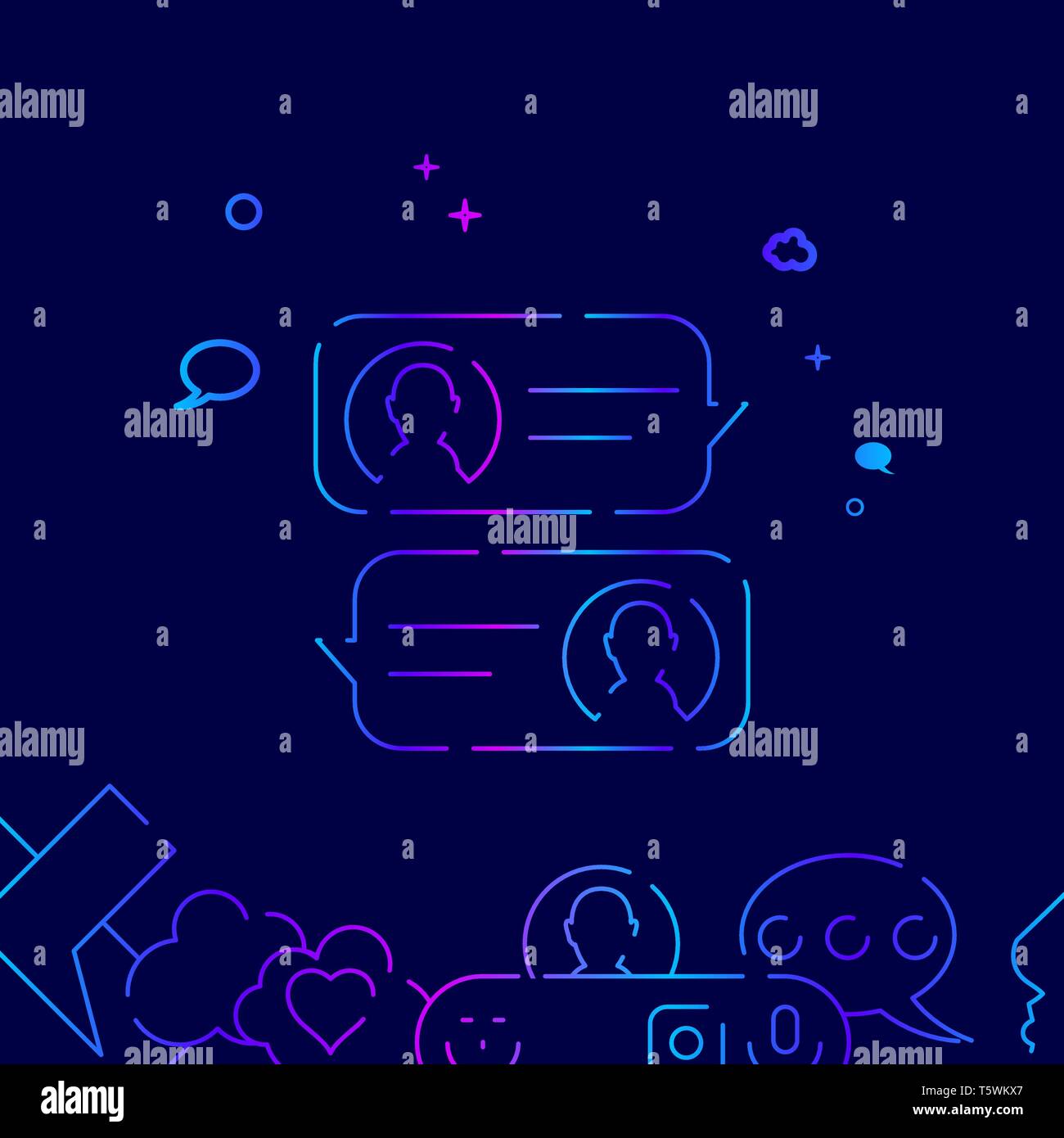 Mobile Chat Design Vector Line Illustration. Dialogue, Chat Gradient ...