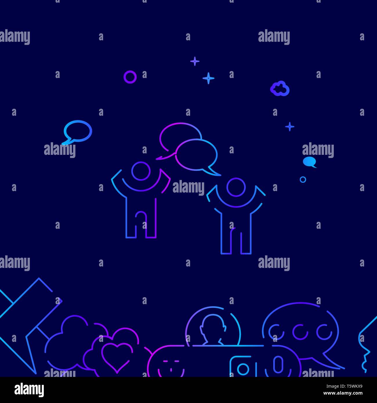 Dialogue Vector Line Illustration. Dialogue, Chat Gradient Icon, Symbol ...