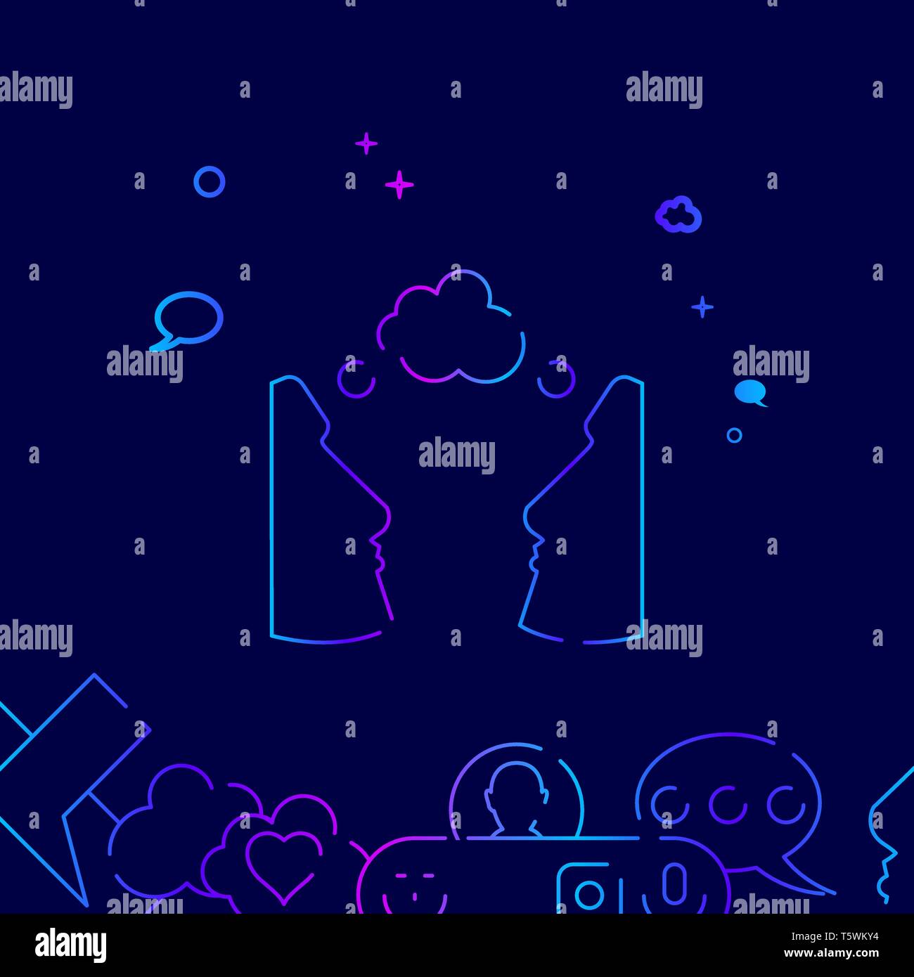 Like-minded People Vector Line Illustration. Dialogue, Chat Gradient Icon, Symbol or Pictogram ...