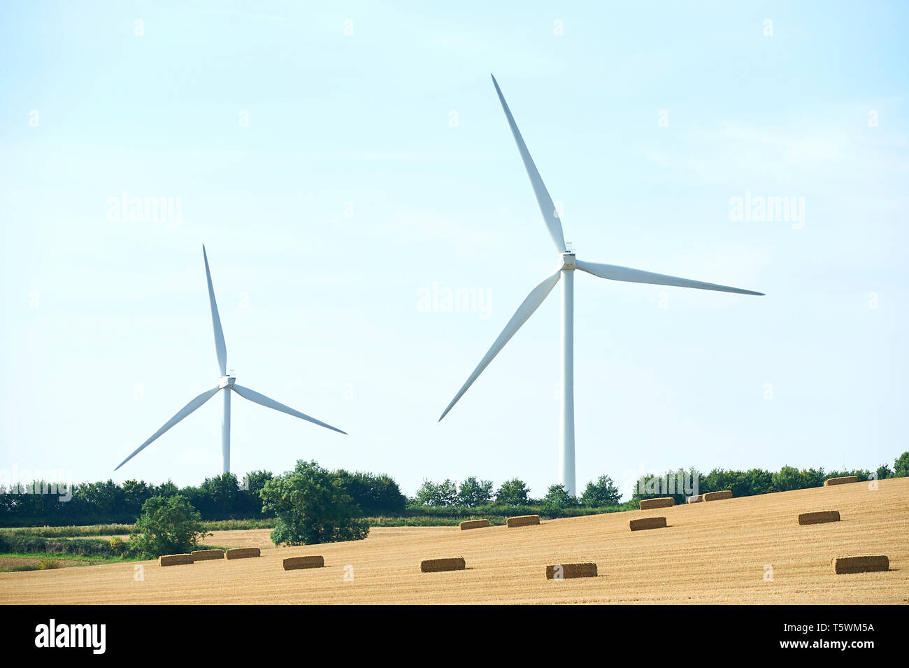 Wind Turbines above the English countryside, Leicester, England Stock ...