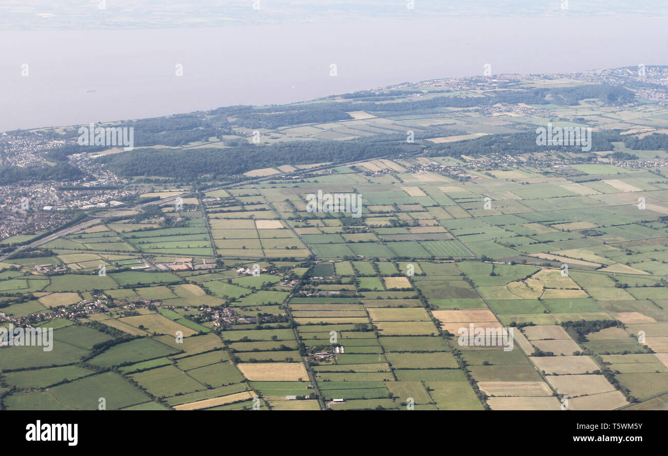Aerial photo of the English Bristol countryside. The city in the ...