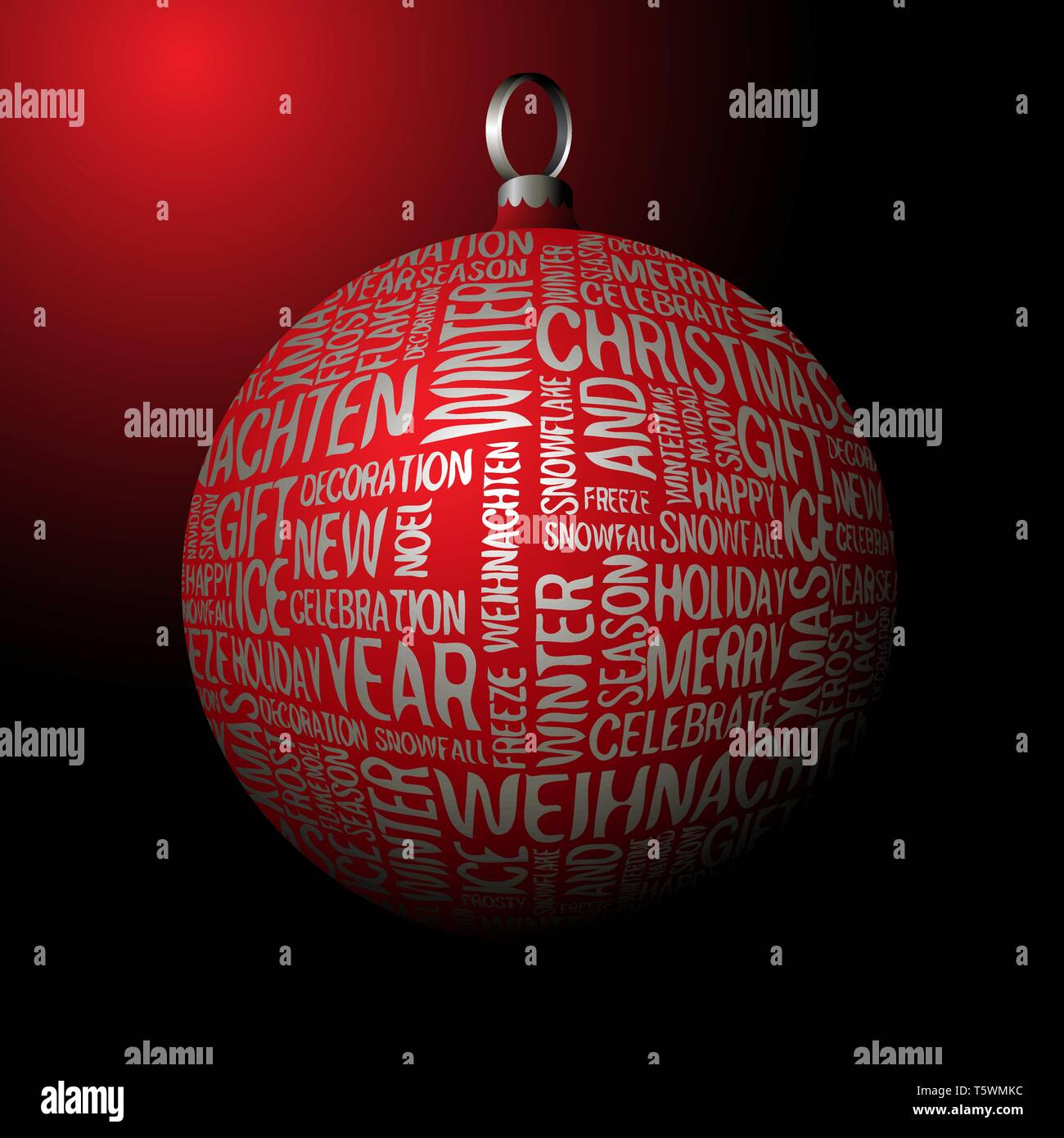 3D Christmas decoration with seasonal silver words Stock Vector Image ...