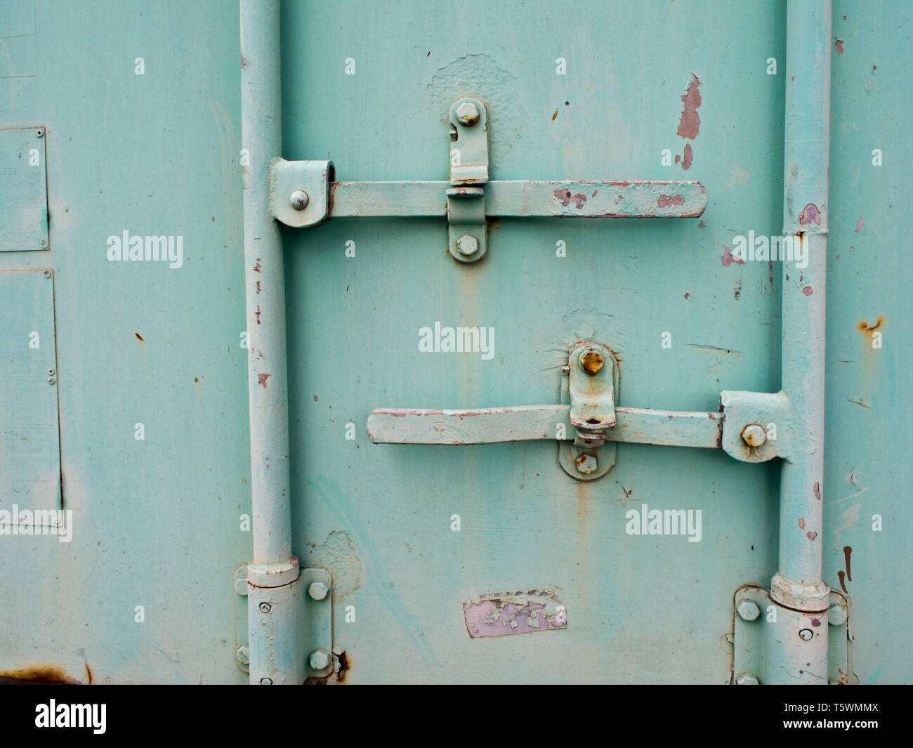 Close up to Containner door and dowel lock Stock Photo - Alamy