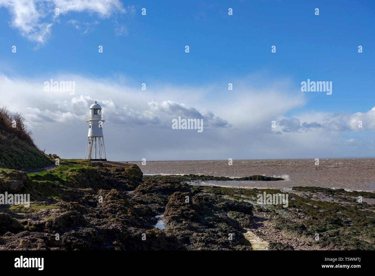 Black Nore lighthouse on the Bristol Channel at Portishead, somerset ...