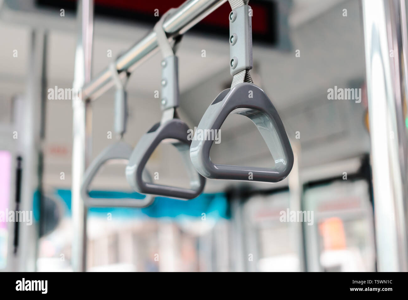 Close up of Handrail Ring inside the bus in Taipei City Stock Photo - Alamy