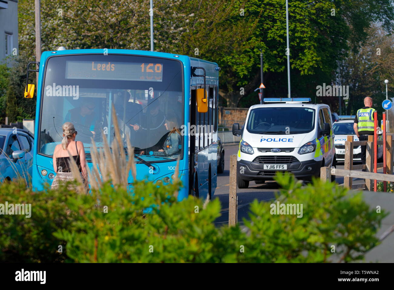 The scene of a near miss incident involving a bus & cyclist . Police ...