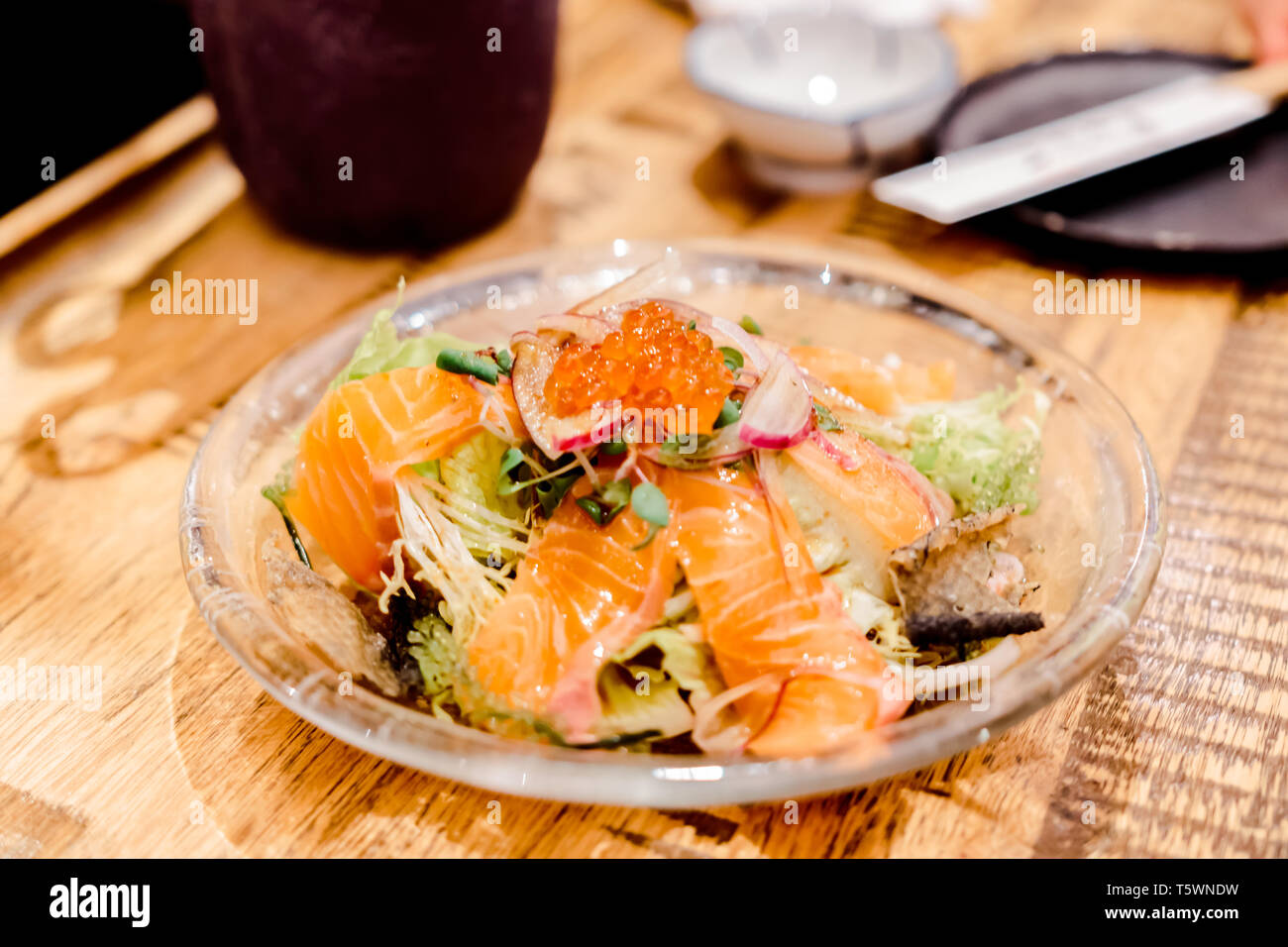 Close up of Sashimi Set at Taipei Fish Market cooked from fresh ...