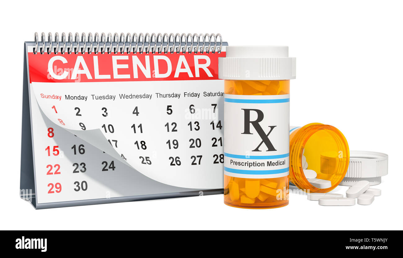 Medication Calendar concept, 3D rendering isolated on white background ...