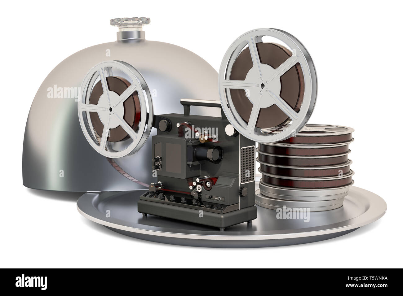 Presentation of new movie or film concept. 3D rendering isolated on ...