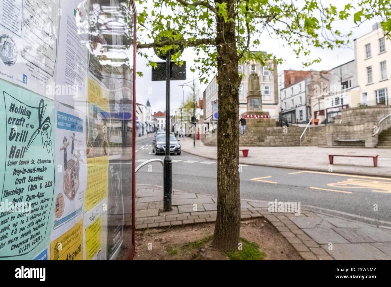 Town notice board for information about local events. Chepstow street ...
