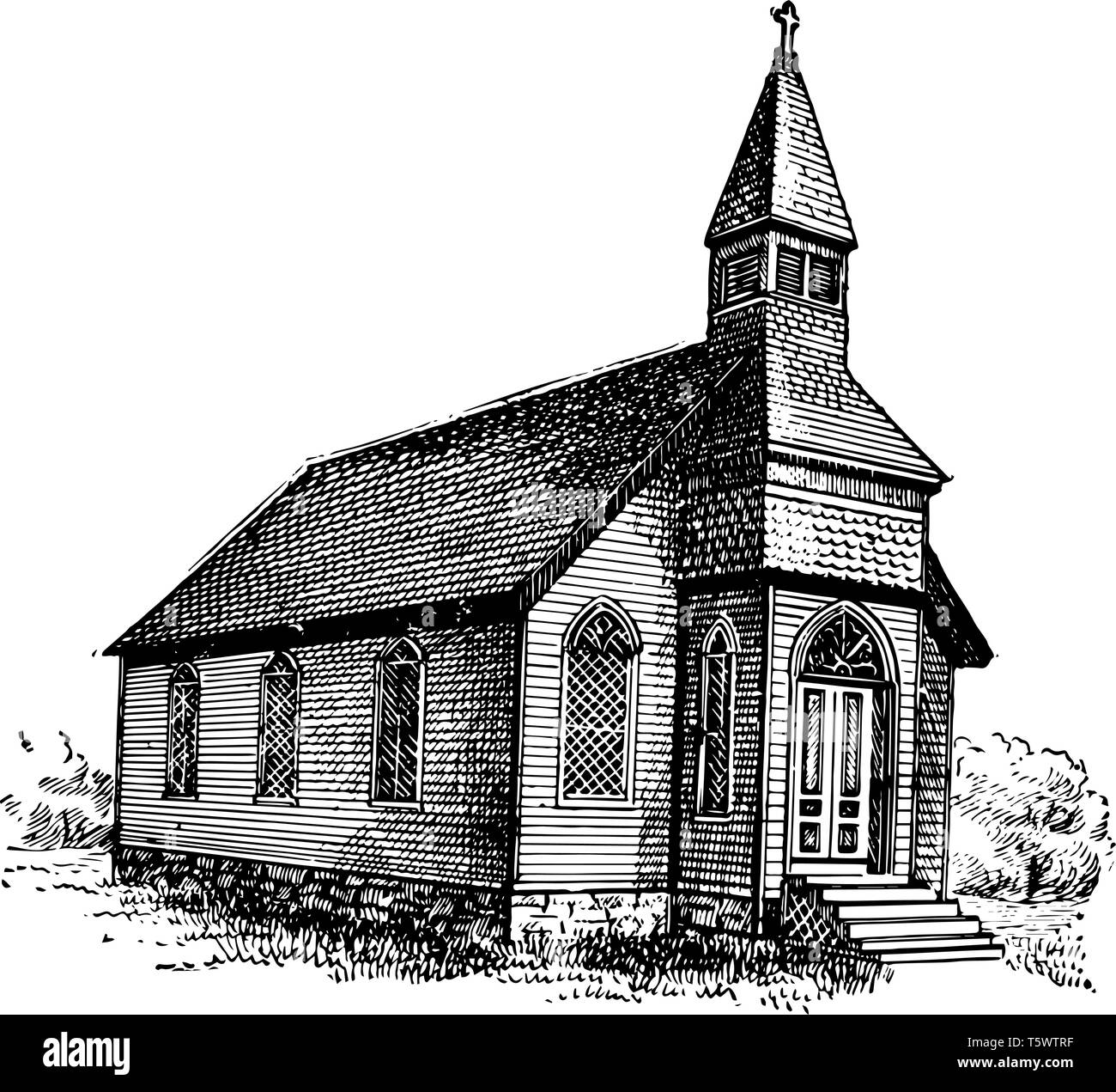 Small Church was established out of the city. Christians people go ...