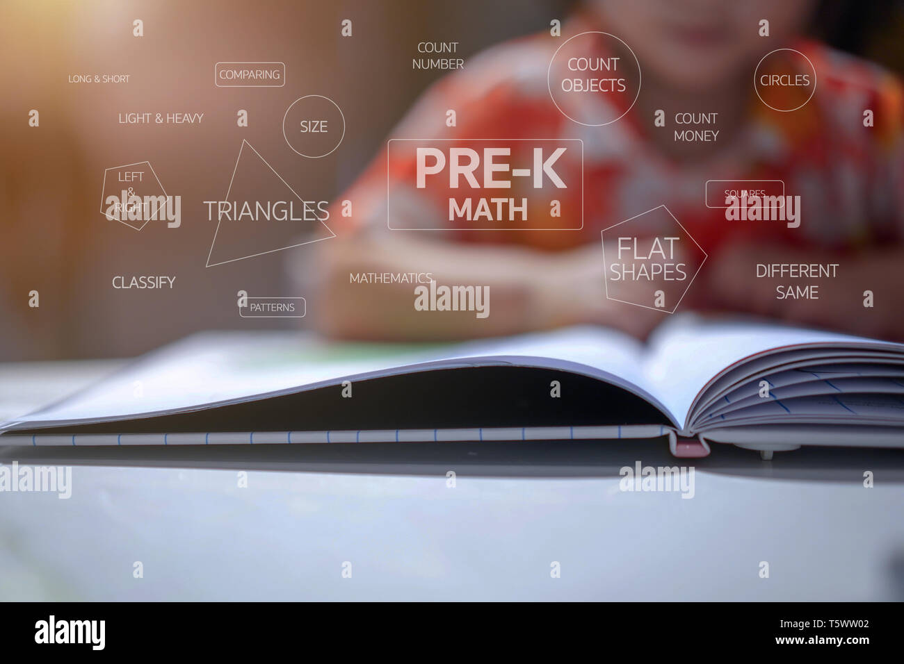 Pre Kindergarten Math subject list texts with kid background, she was ...