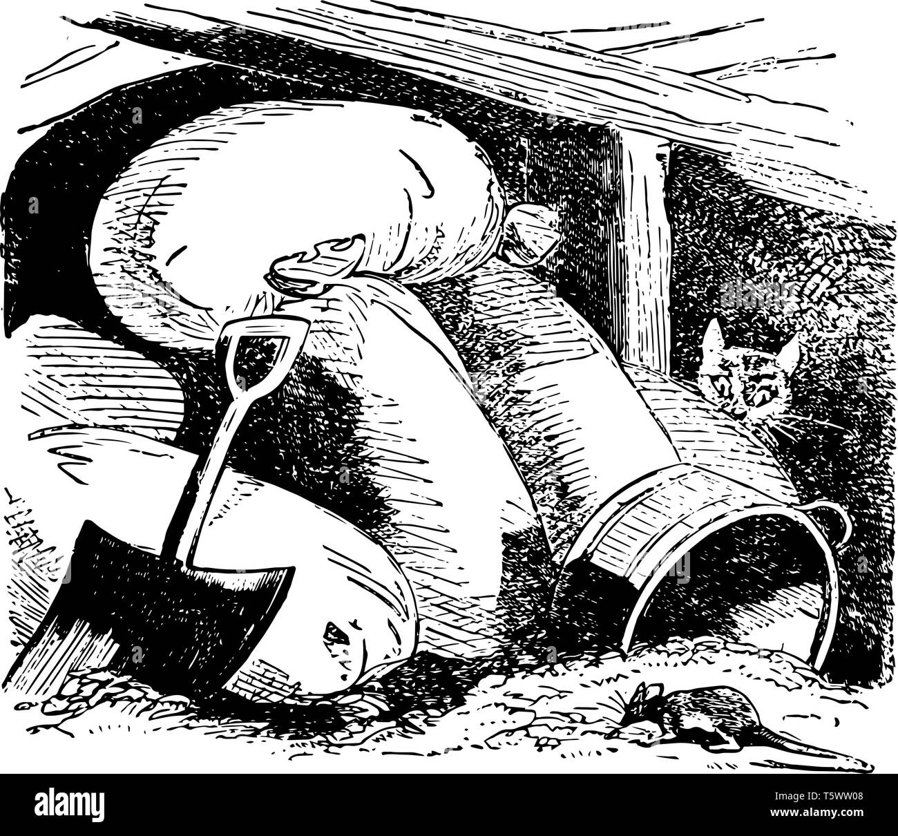 Cat Eating Mouse Drawing