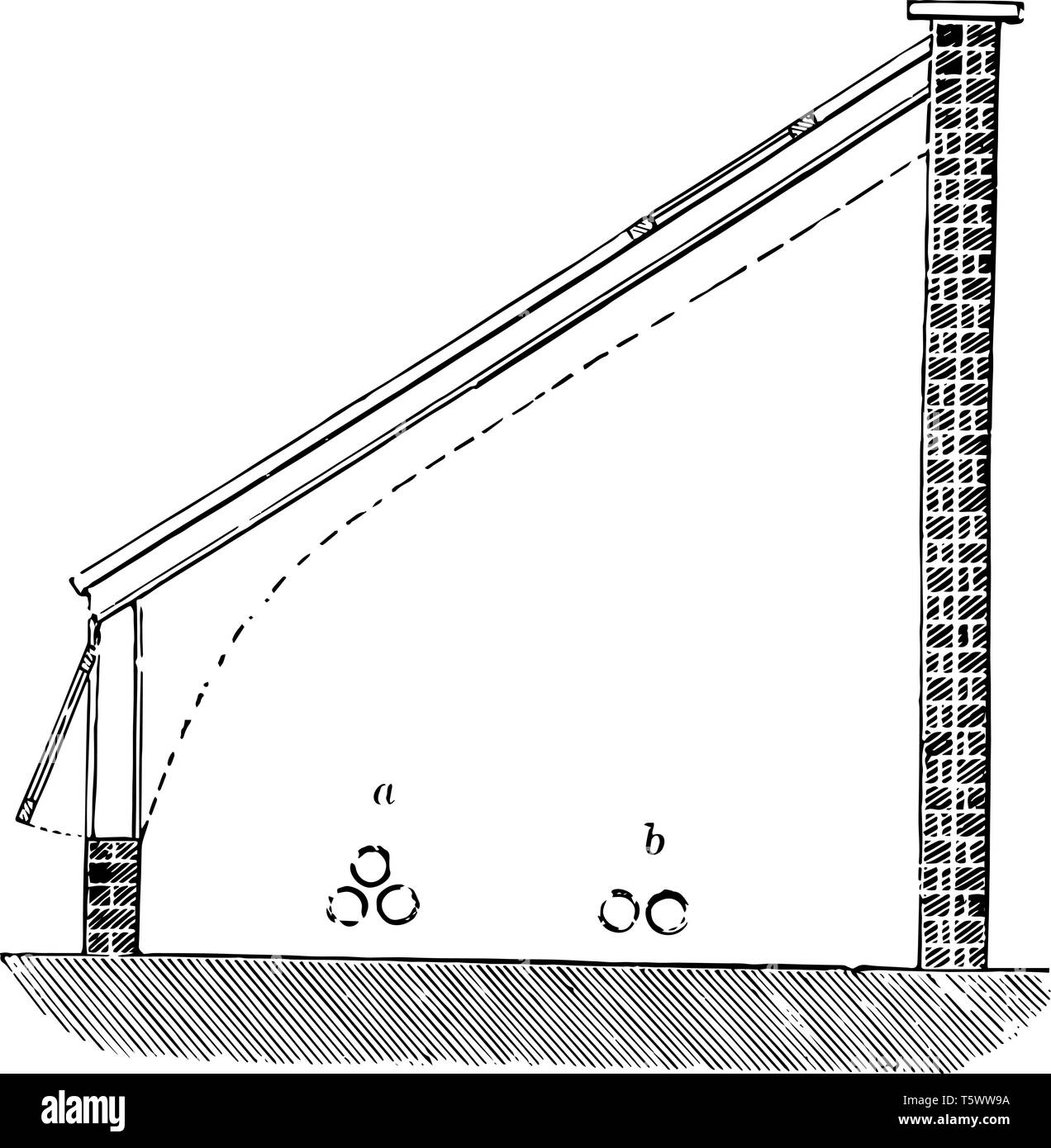 This illustration represents Section of a Lean To Peach House vintage ...