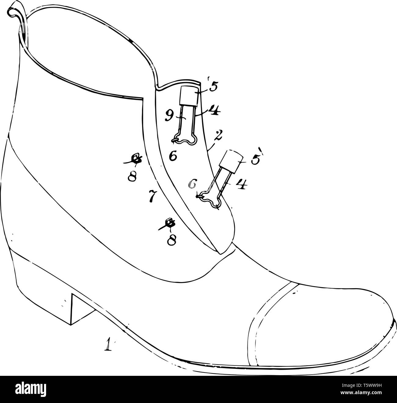 Fastening for Shoe made of leather or similar material with a rigid ...