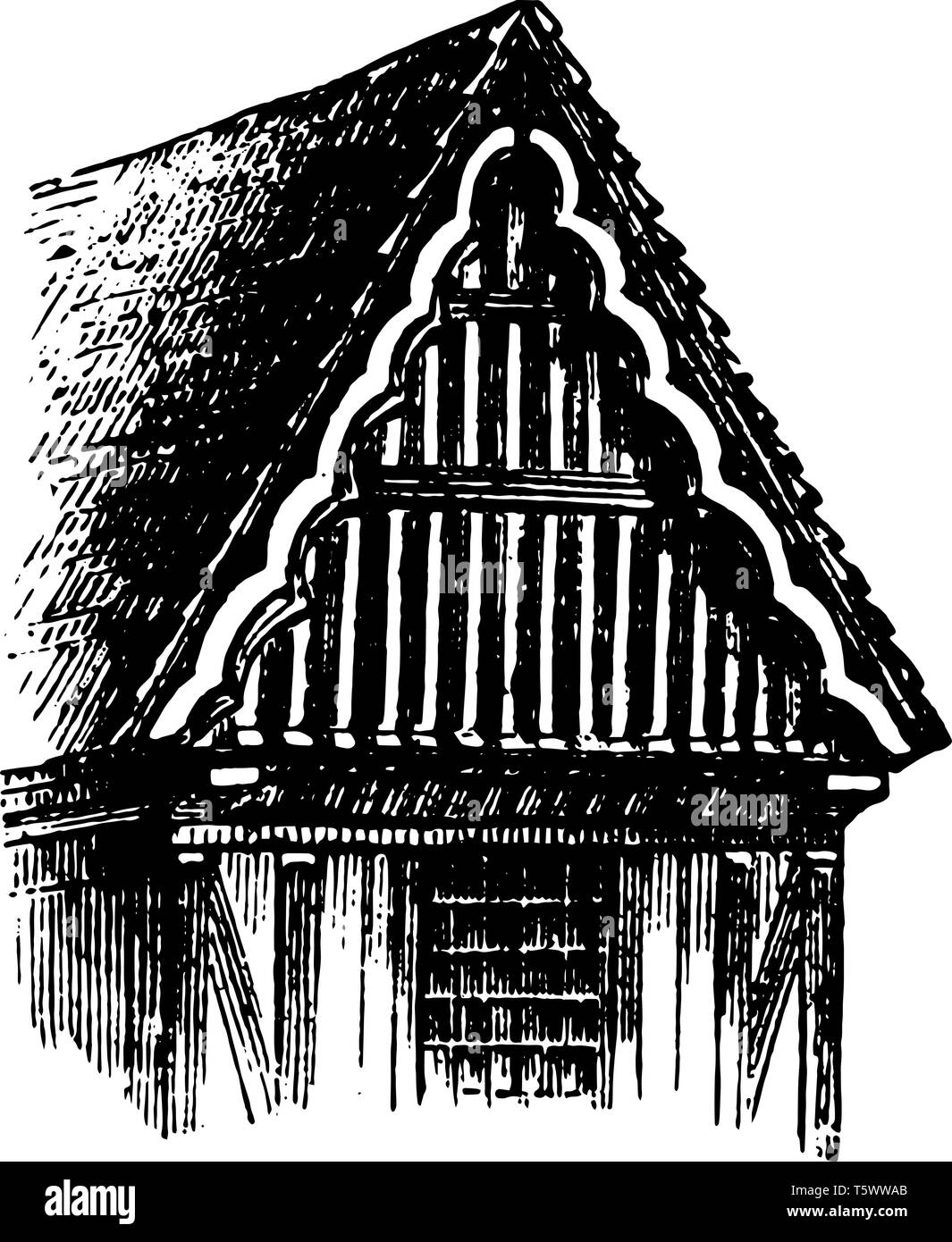 Gable is the triangular part of an exterior wall shaped canopy over a ...