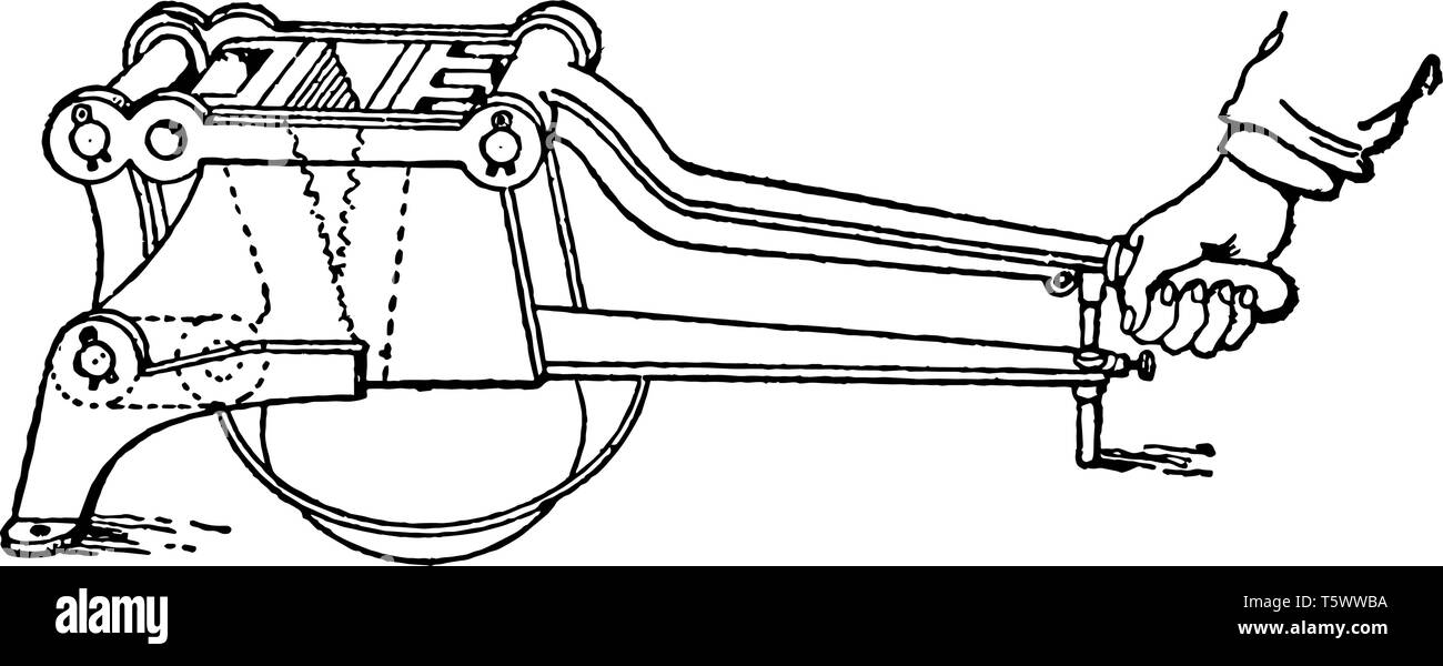 Rock Crusher is shown here, vintage line drawing or engraving ...