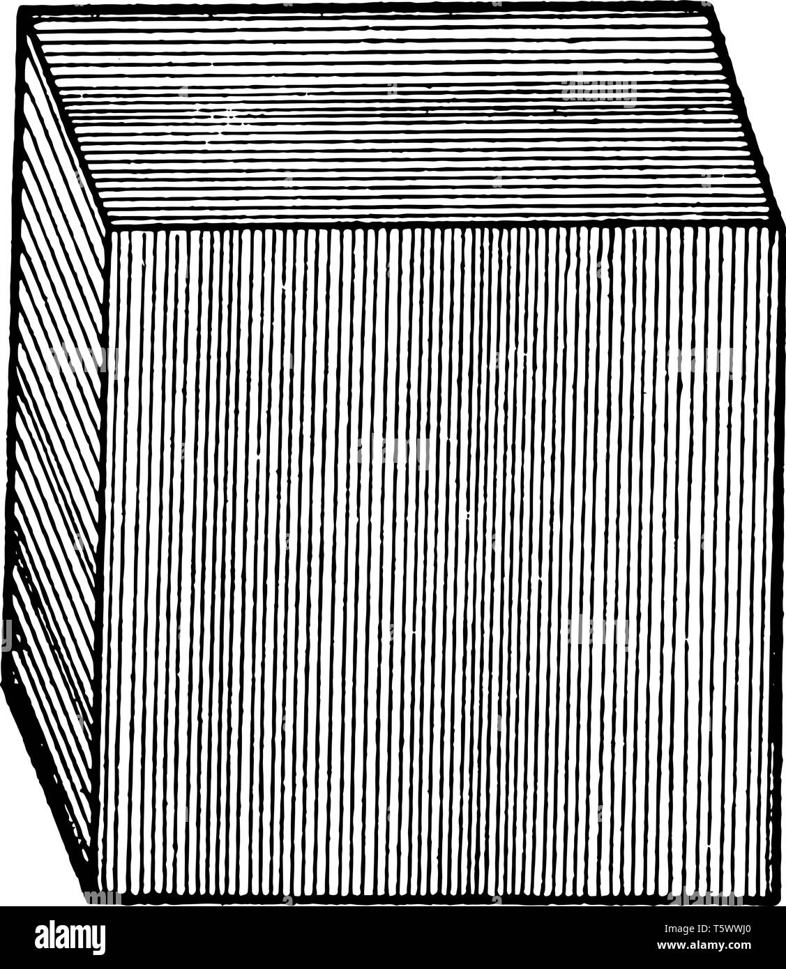 This diagram represents Cube of Iron Pyrite, vintage line drawing or ...