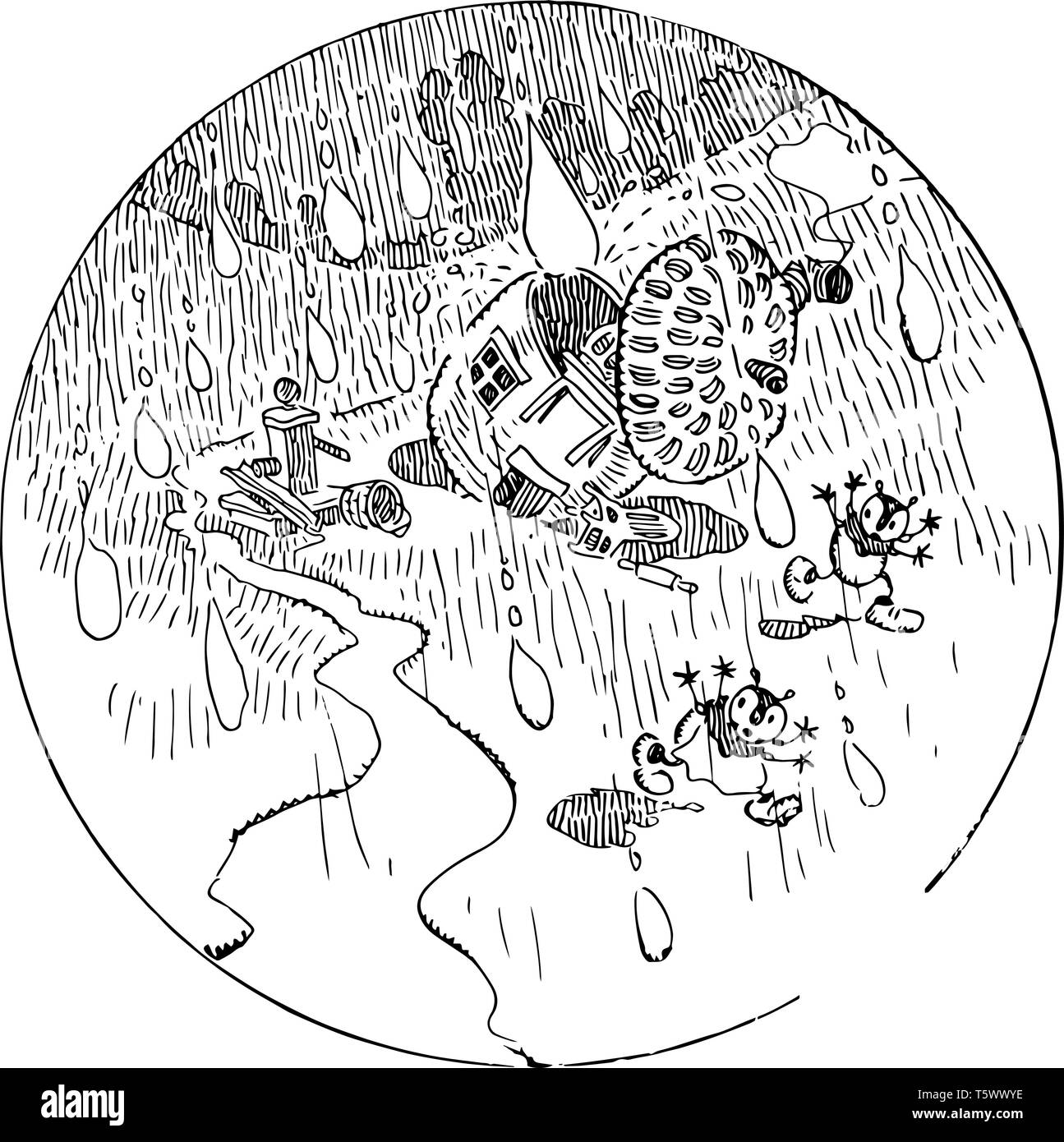 Acorn Home this scene shows heavy rain and many ants coming out from ...