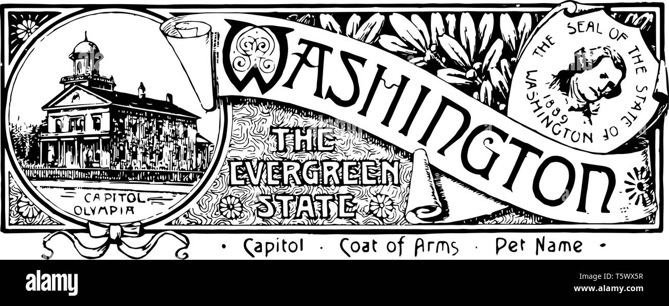 The state banner of Washington the evergreen state this banner has ...