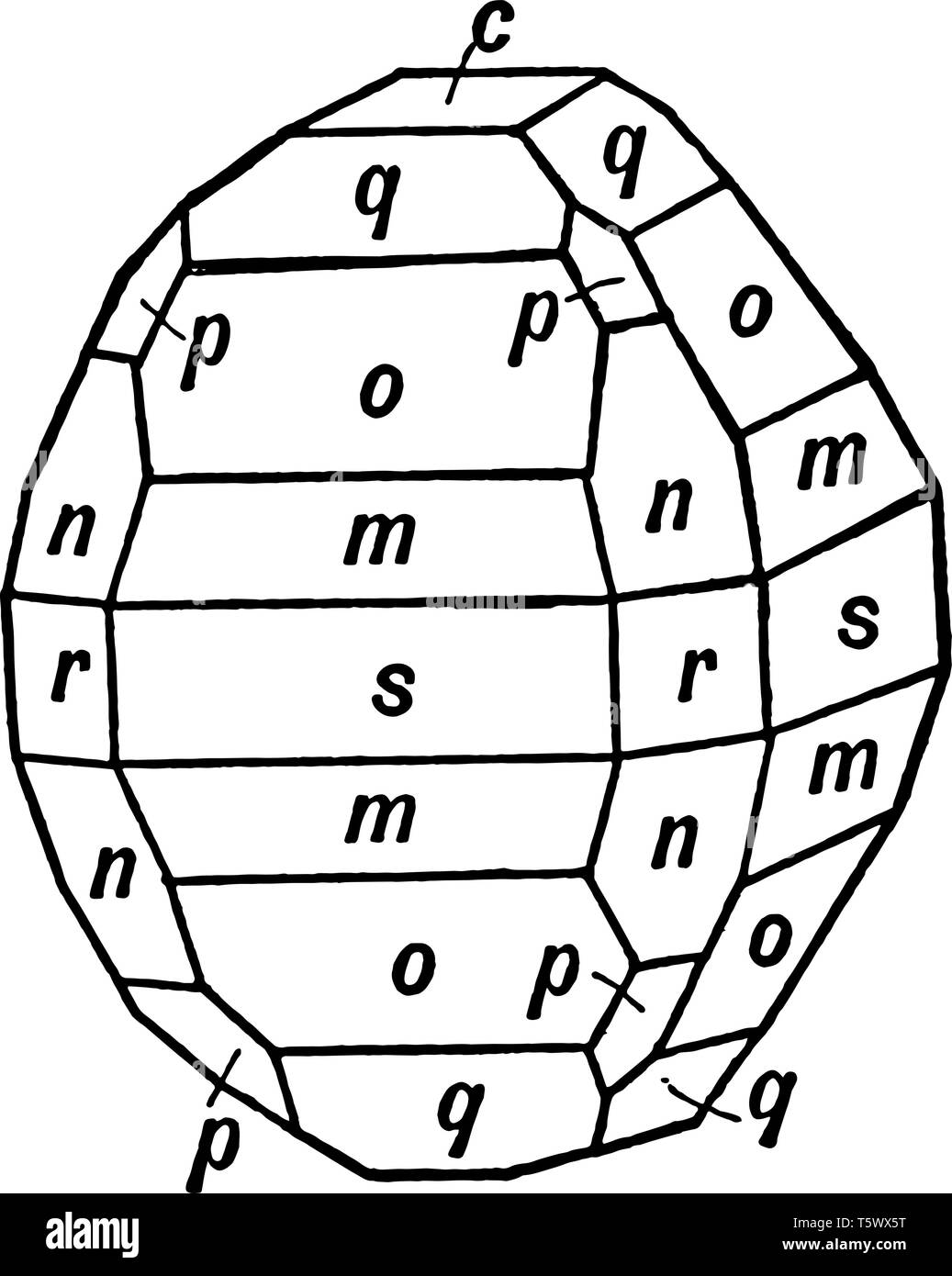 This diagram represents Hydrous Nickel Sulphate, vintage line drawing ...