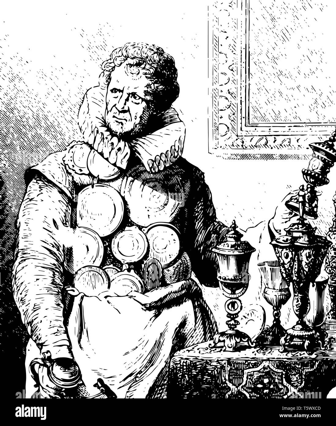 Abraham Grapheus standing in this picture vintage line drawing or engraving illustration Stock ...