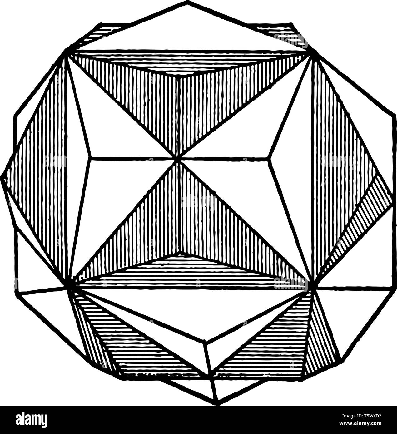 This diagram represents Penetration Twin of Pyrite, vintage line ...