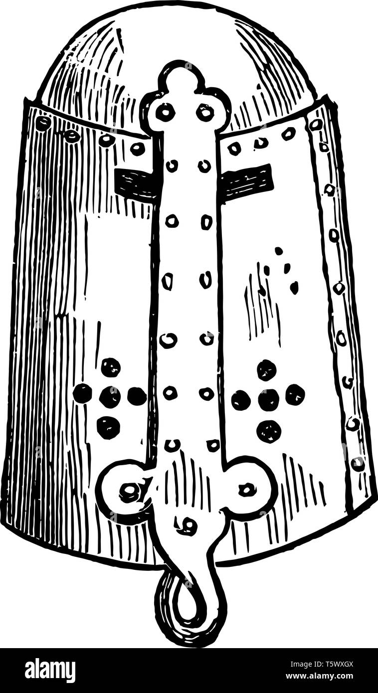 Heraldic Helmet with a rounded top in this image vintage line drawing ...