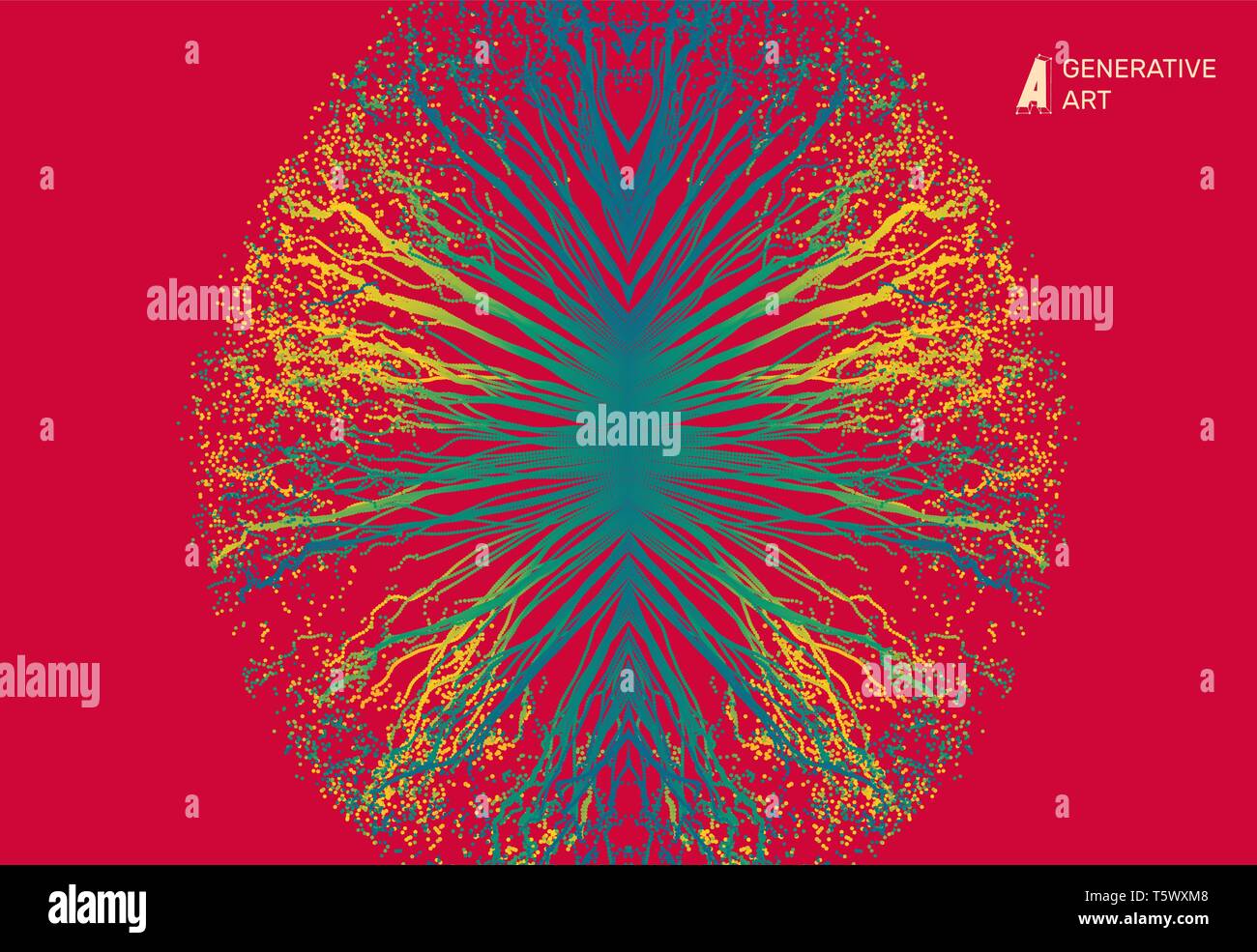 Point explode. Array with dynamic emitted particles. 3d technology ...