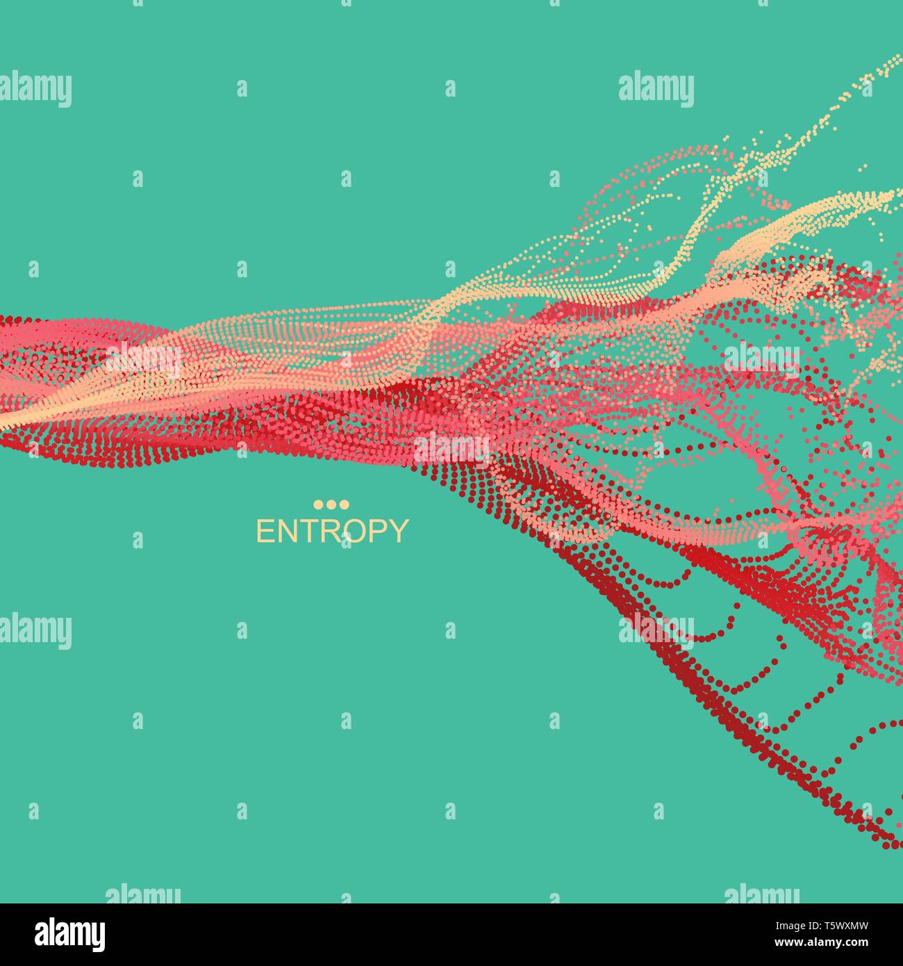 Array with dynamic emitted particles. Water splash imitation. Abstract background. Vector ...