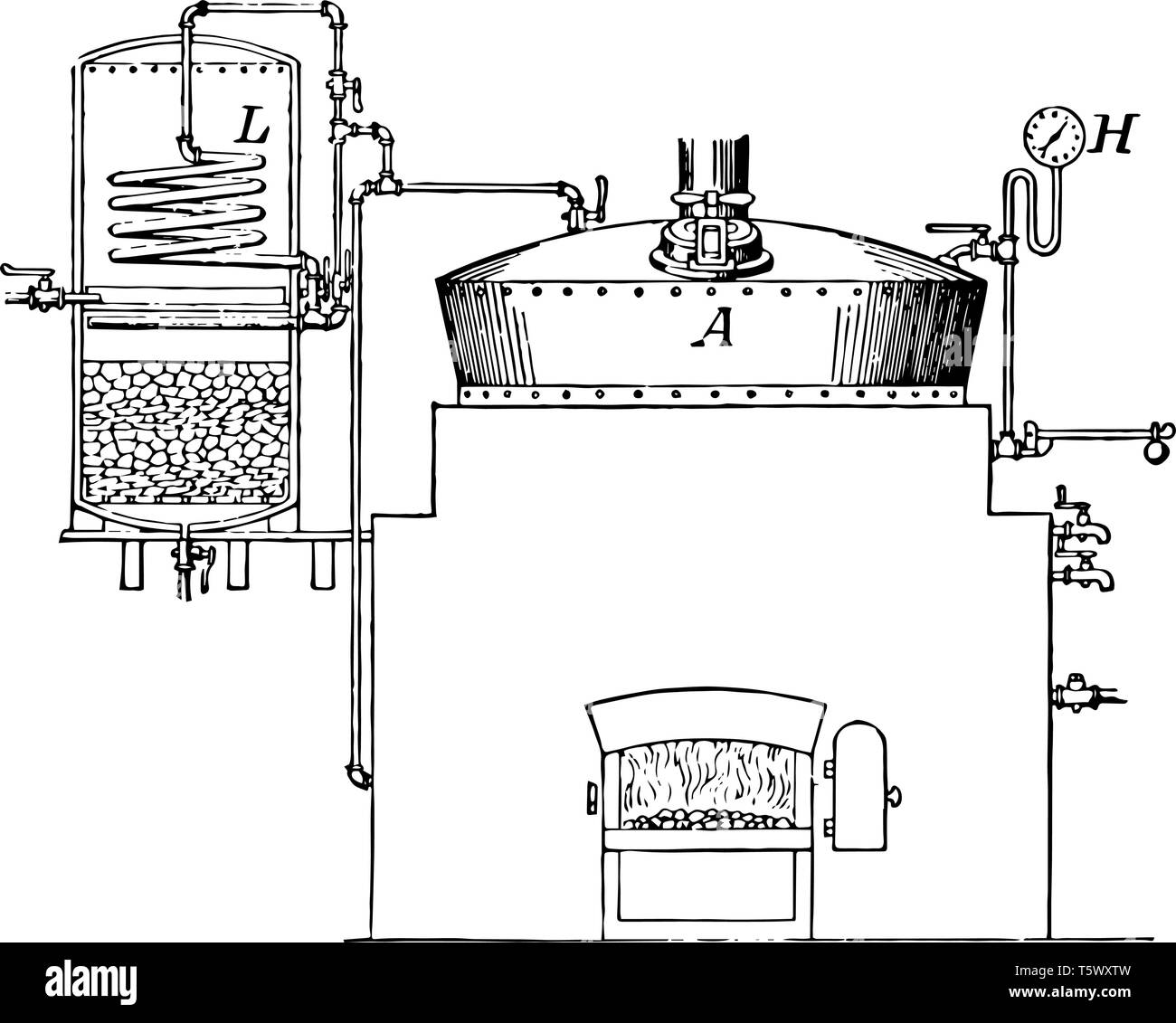 This illustration represents Rendering Tank which is a tank or boiler ...