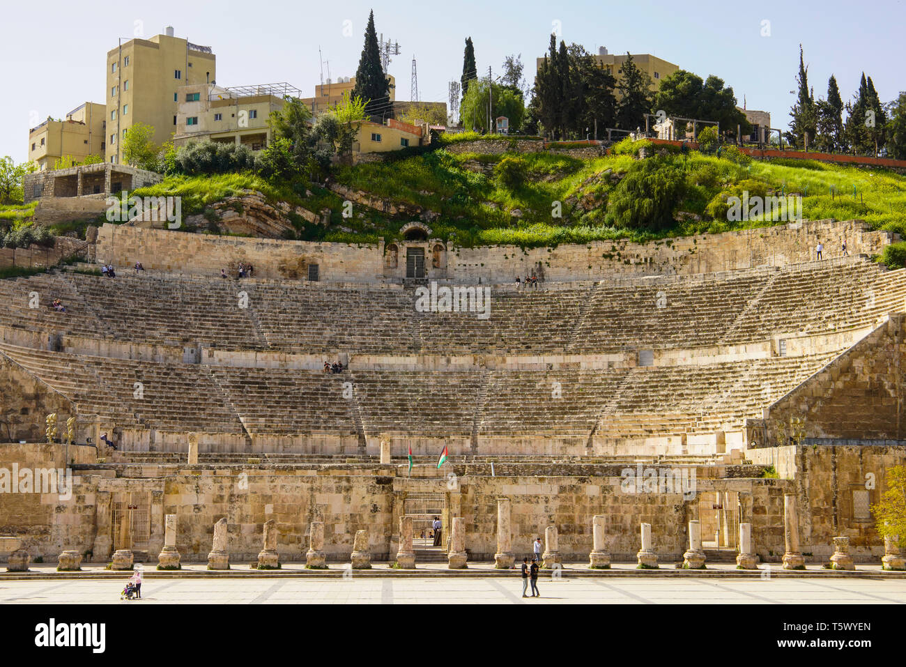 Elevated view of Roman Amphitheatre in Amman, Jordan Stock Photo - Alamy