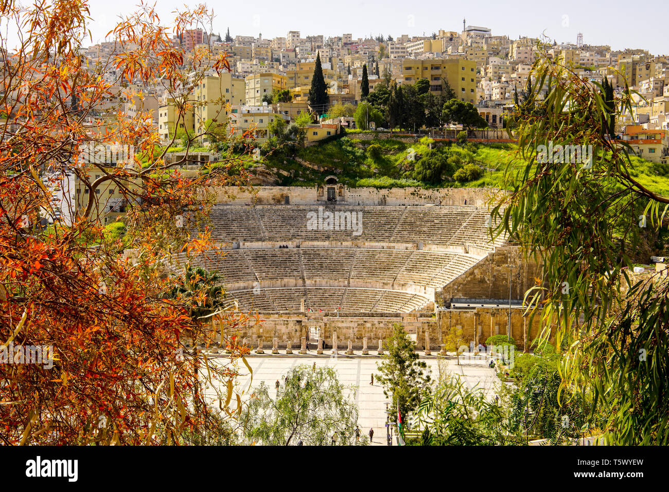 Elevated view of Roman Amphitheatre in Amman, Jordan Stock Photo - Alamy