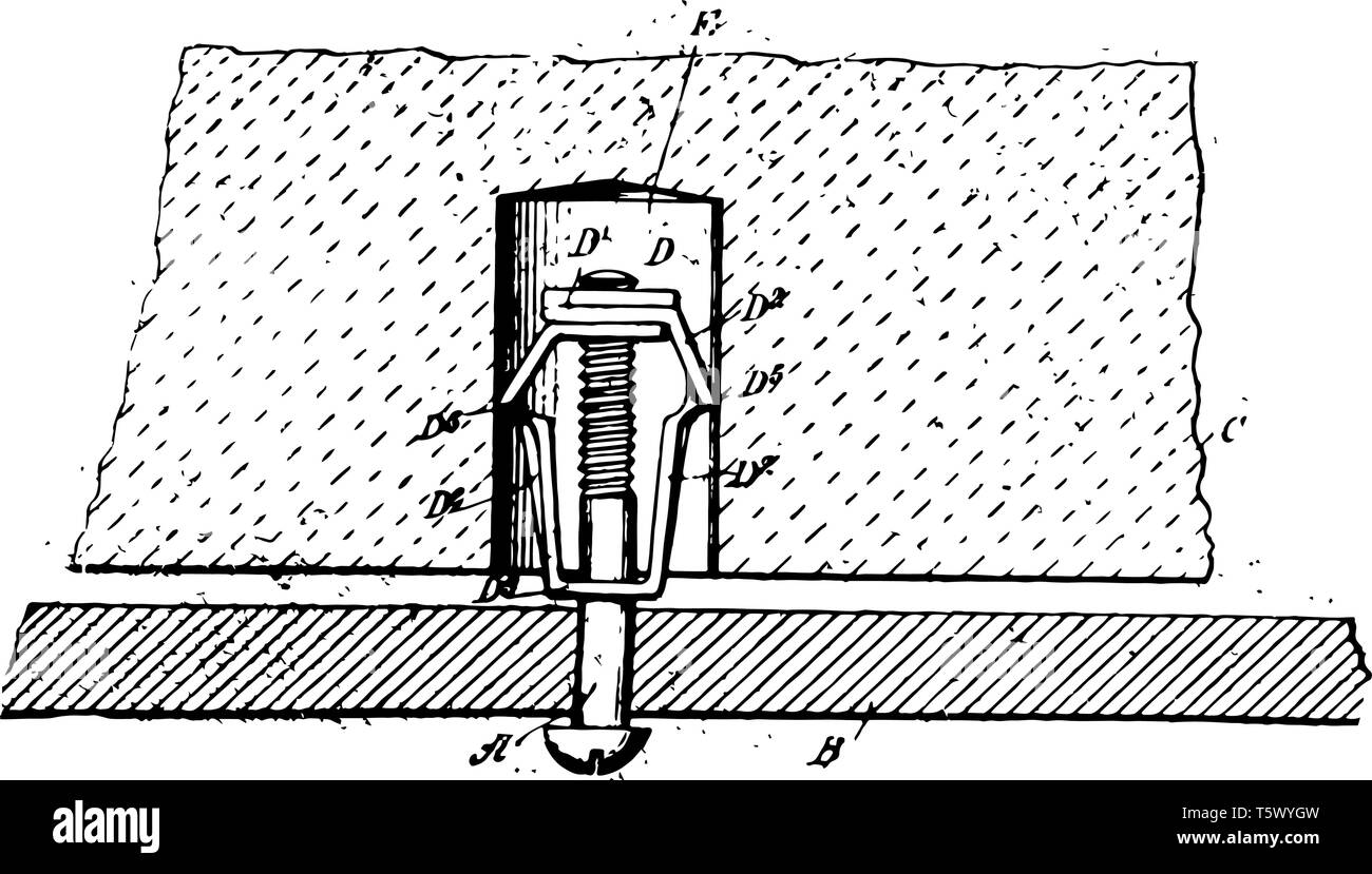 This illustration represents Expansion Bolt vintage line drawing or ...