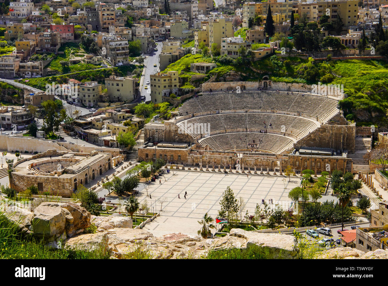 Elevated view of Roman Amphitheatre in Amman, Jordan Stock Photo - Alamy