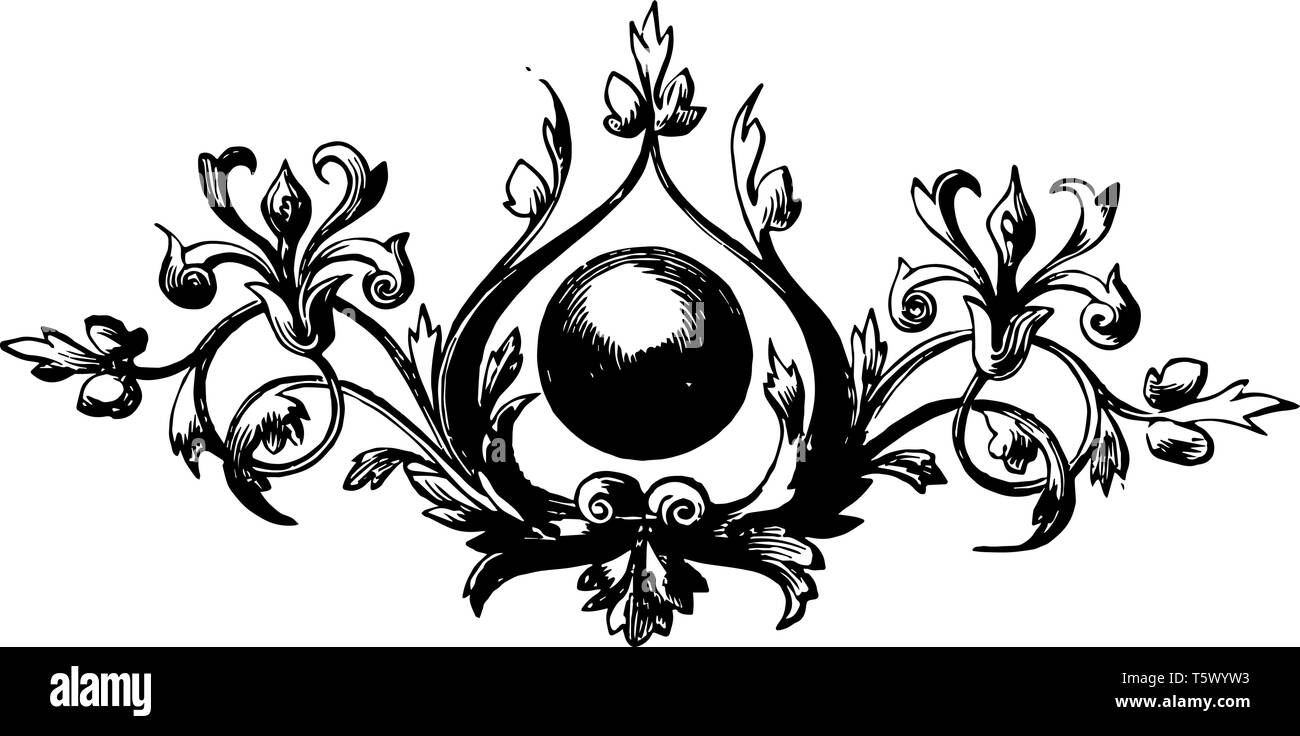 This design have boll in center vintage line drawing or engraving ...