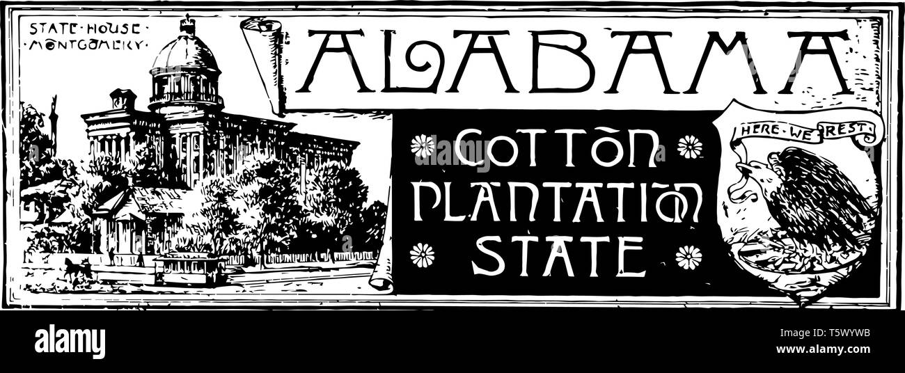 The state banner of Alabama the cotton plantation state it has state ...