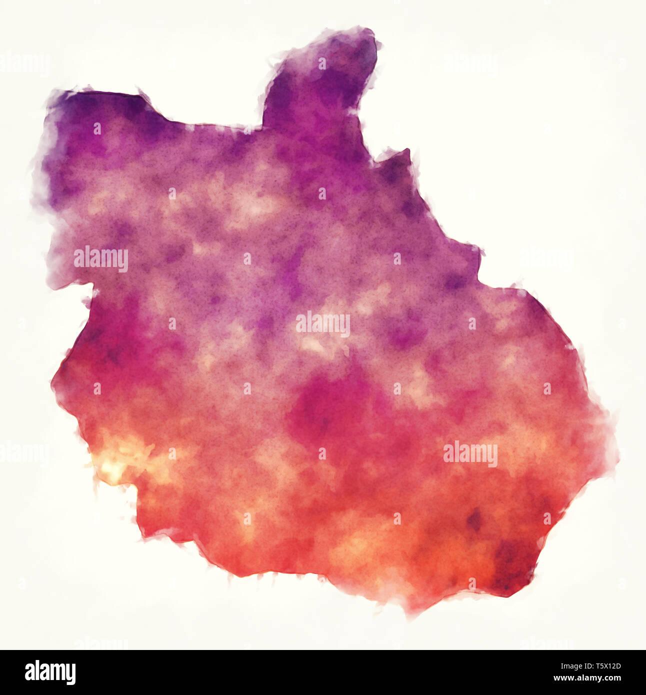 Chukha district watercolor map of Bhutan Stock Photo - Alamy