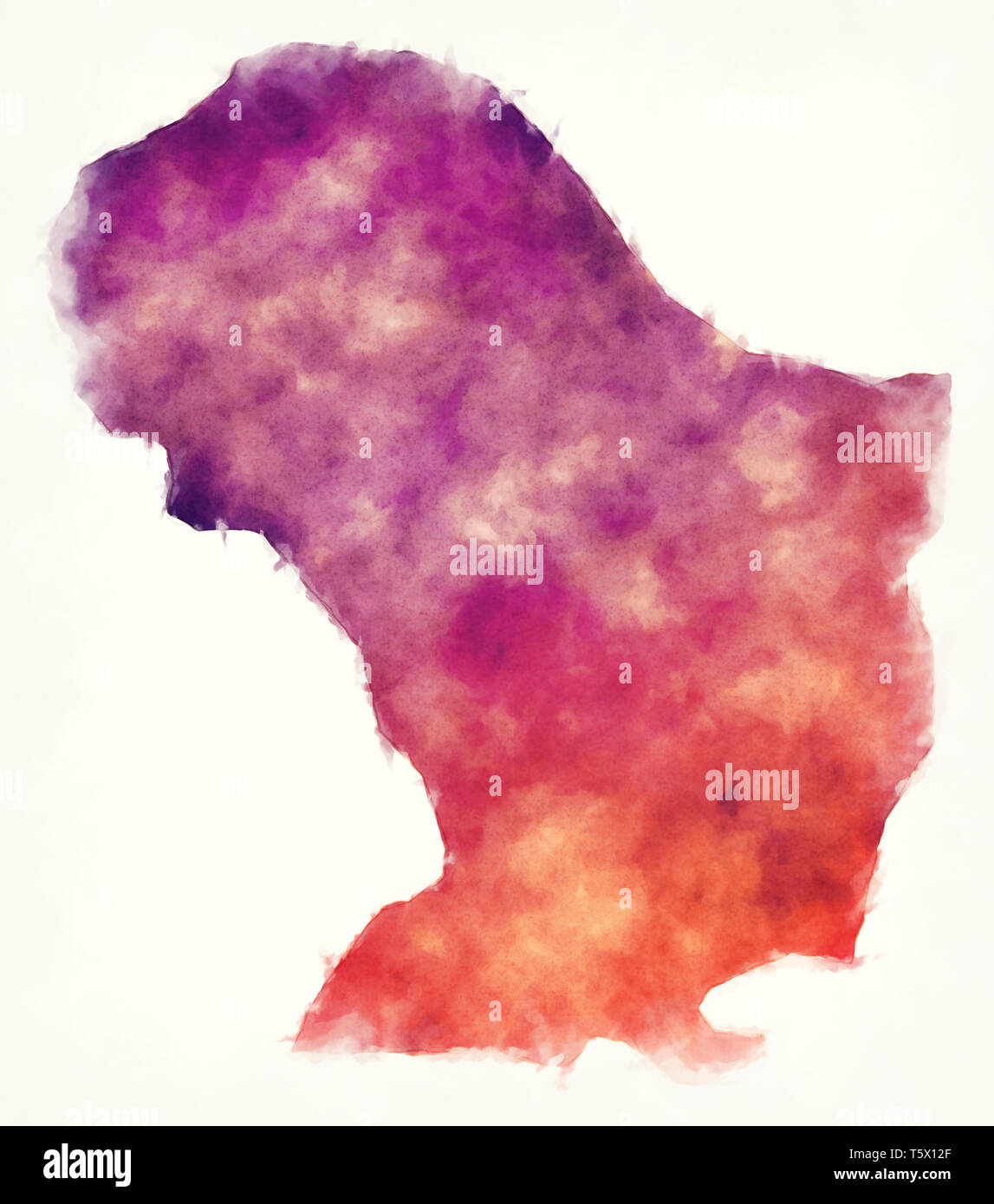 Dagana district watercolor map of Bhutan Stock Photo - Alamy