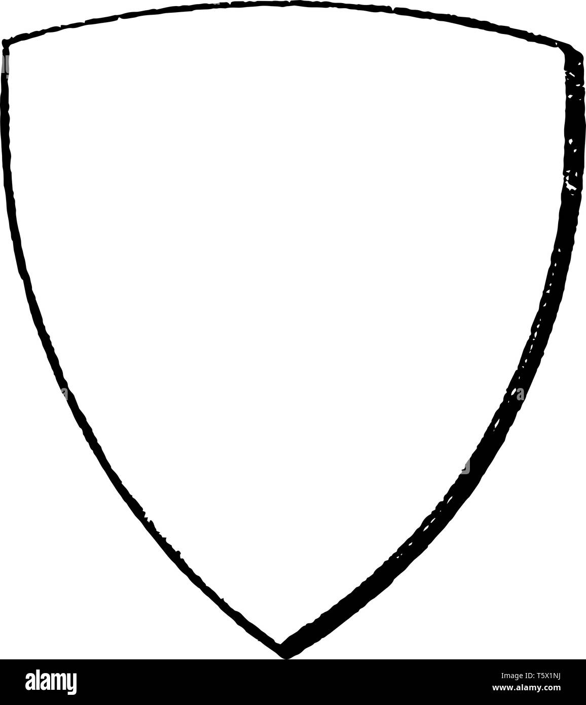 Bouche Shield is a curvy bouche heraldic shield vintage line drawing or ...